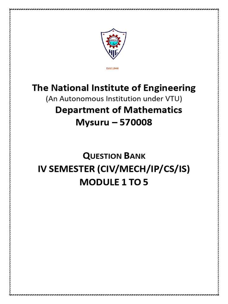 Module 1-5 IV sem (Civ-IP-Mech-CS-IS ) | PDF | Probability Distribution | Variance
