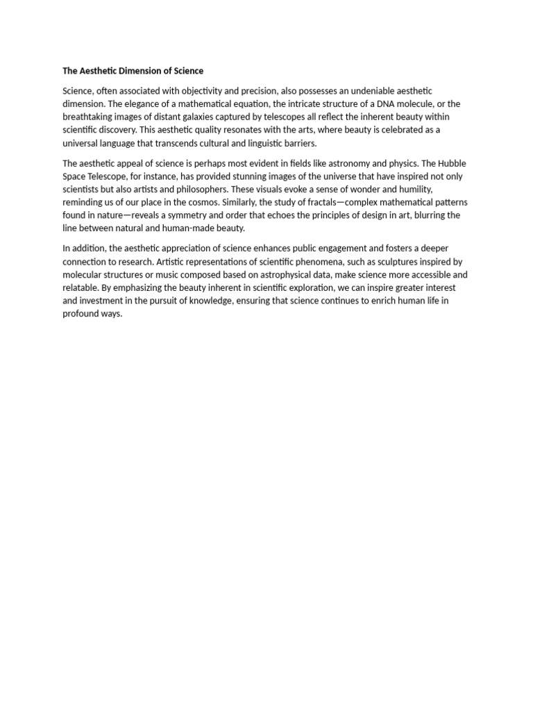 The Aesthetic Dimension of Science | PDF