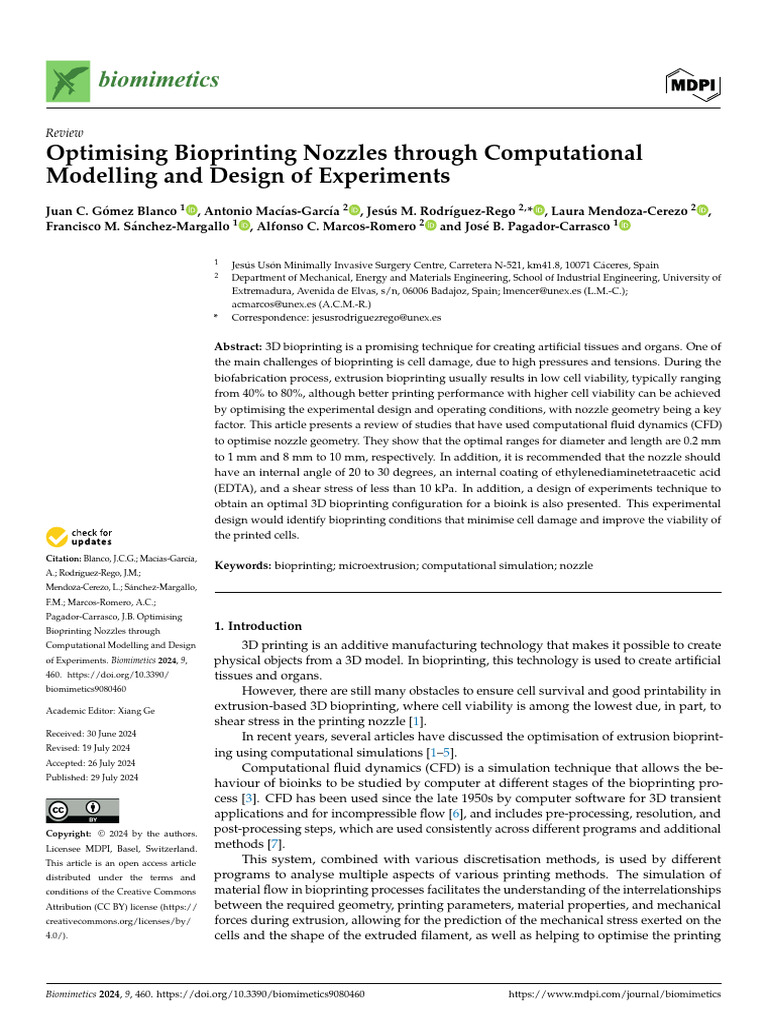 Optimising Bioprinting Nozzles Through Computation | PDF | Blood Vessel | Analysis Of Variance