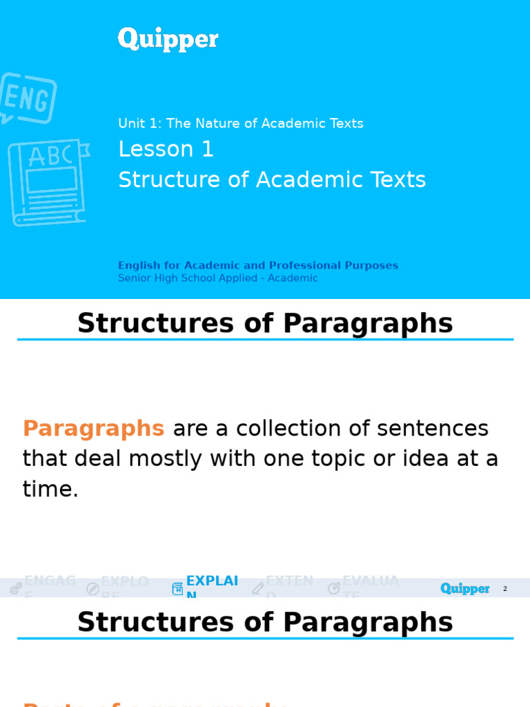 EAP11 - 12 - Unit 1 - Lesson 1 - Structure of Academic Texts | PDF ...
