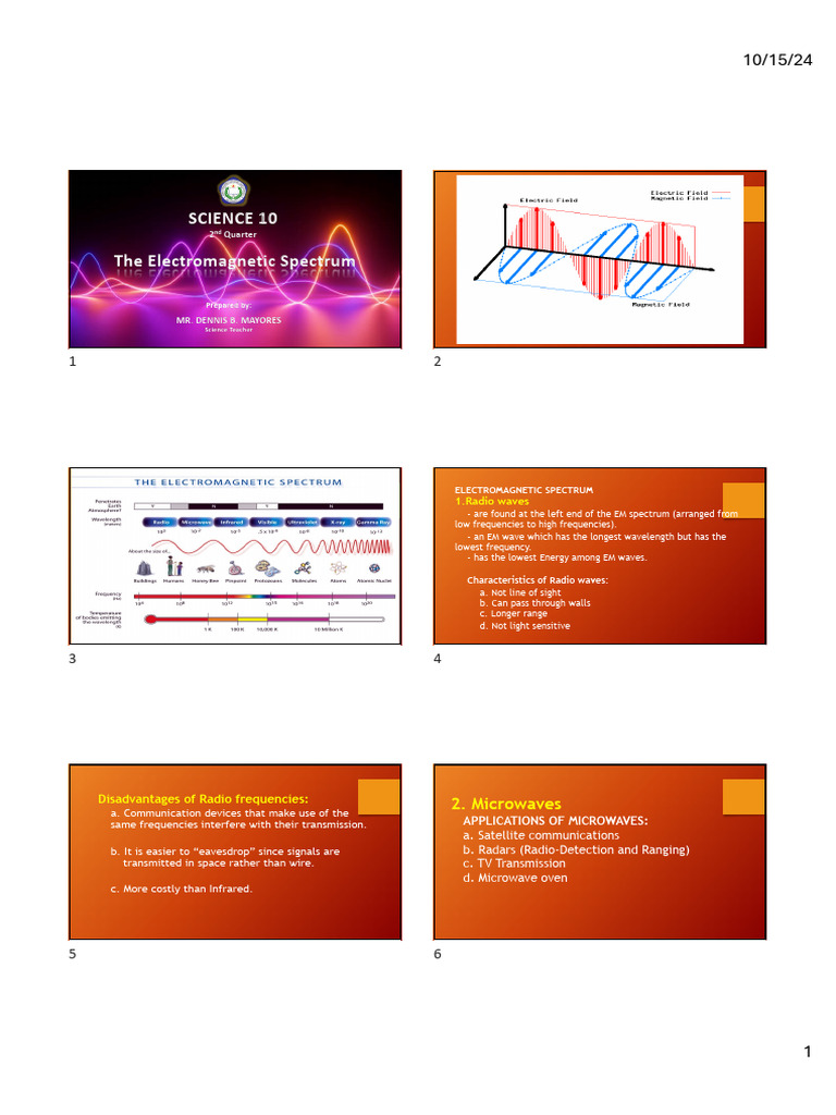 EM Wave - Handout(1) | PDF | Microwave | Ultraviolet