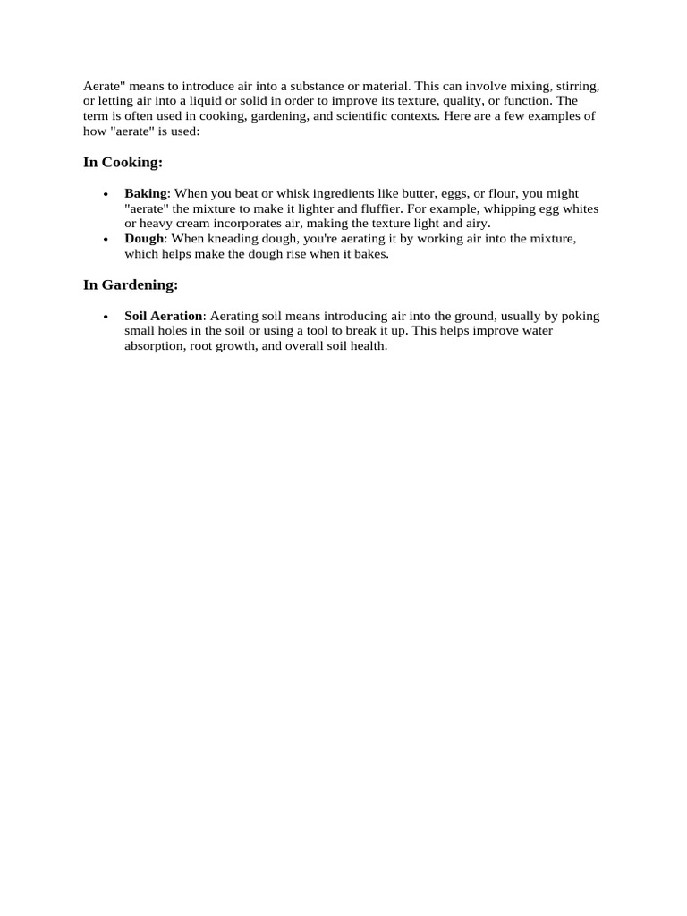 Understanding Aeration in Cooking & Gardening | PDF