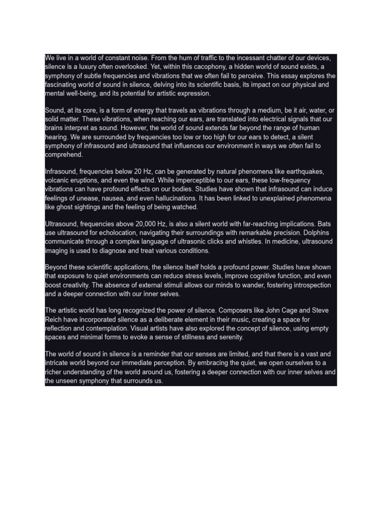 Exploring Sound in Silence: A Hidden Symphony | PDF | Sound | Ultrasound