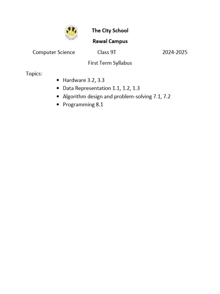First Term Syllabus Grade 9-T | PDF