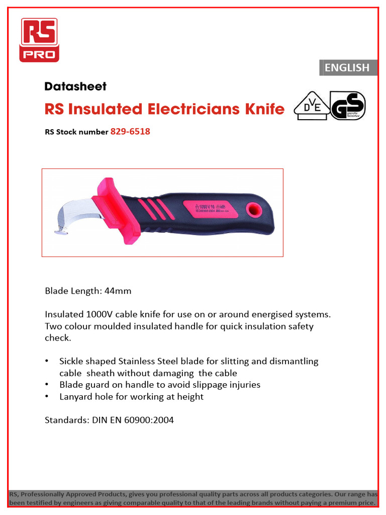 Insulated 1000V Cable Knife 44mm | PDF