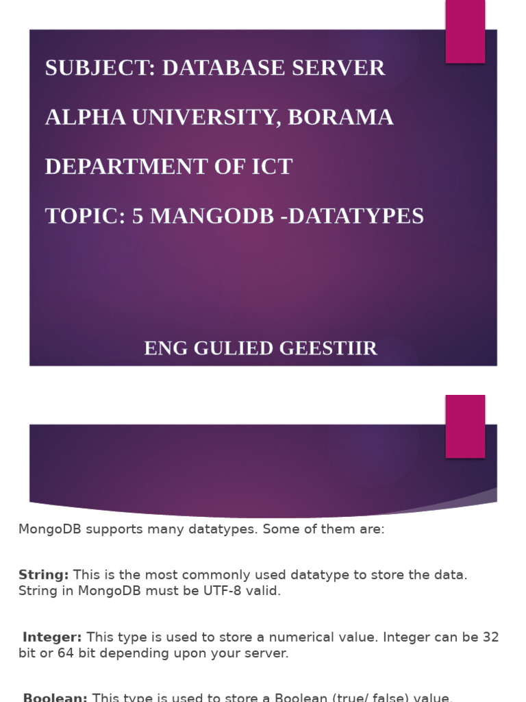 5. MangoDB Datatype | PDF | Data Type | Boolean Data Type 5. MangoDB Datatype | PDF | Data Type | Boolean Data Type