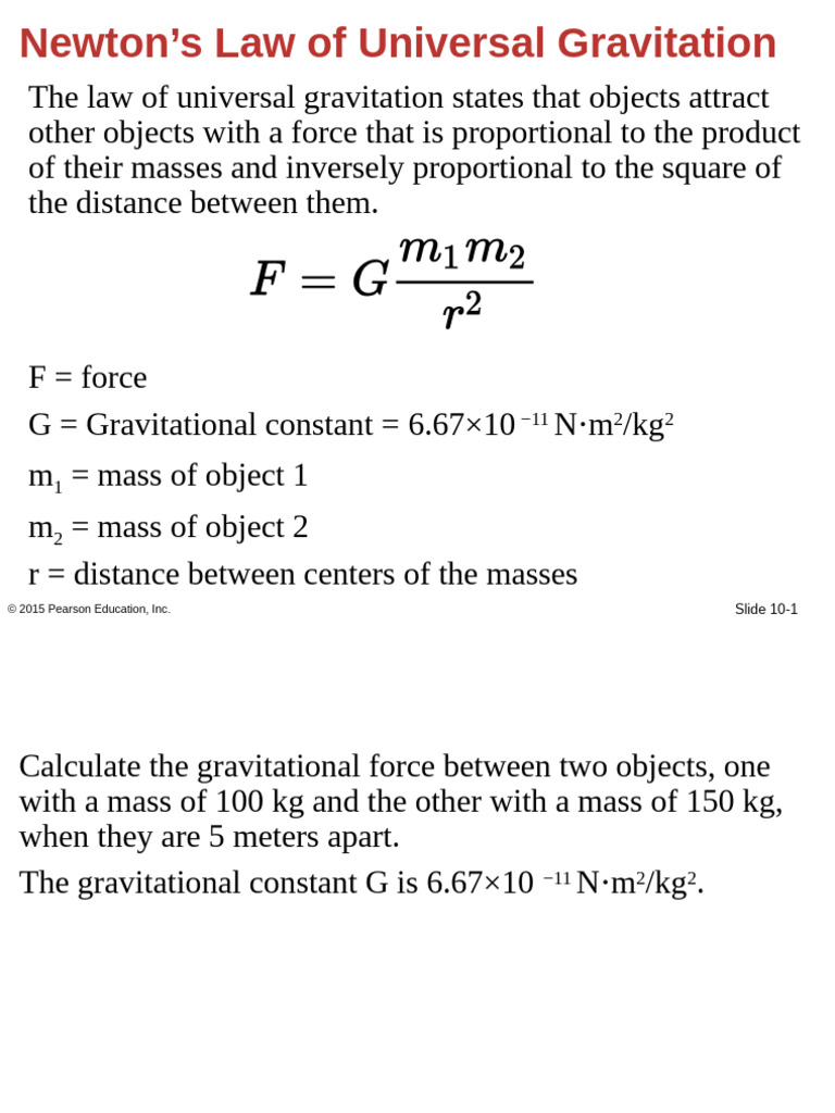 Newtons Law of Universal Gravitation | PDF