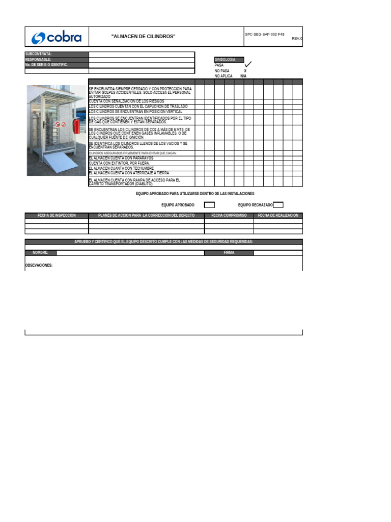 SPC-SEG-SAP-002-F48 Checklist Almacen de Cilindros | PDF