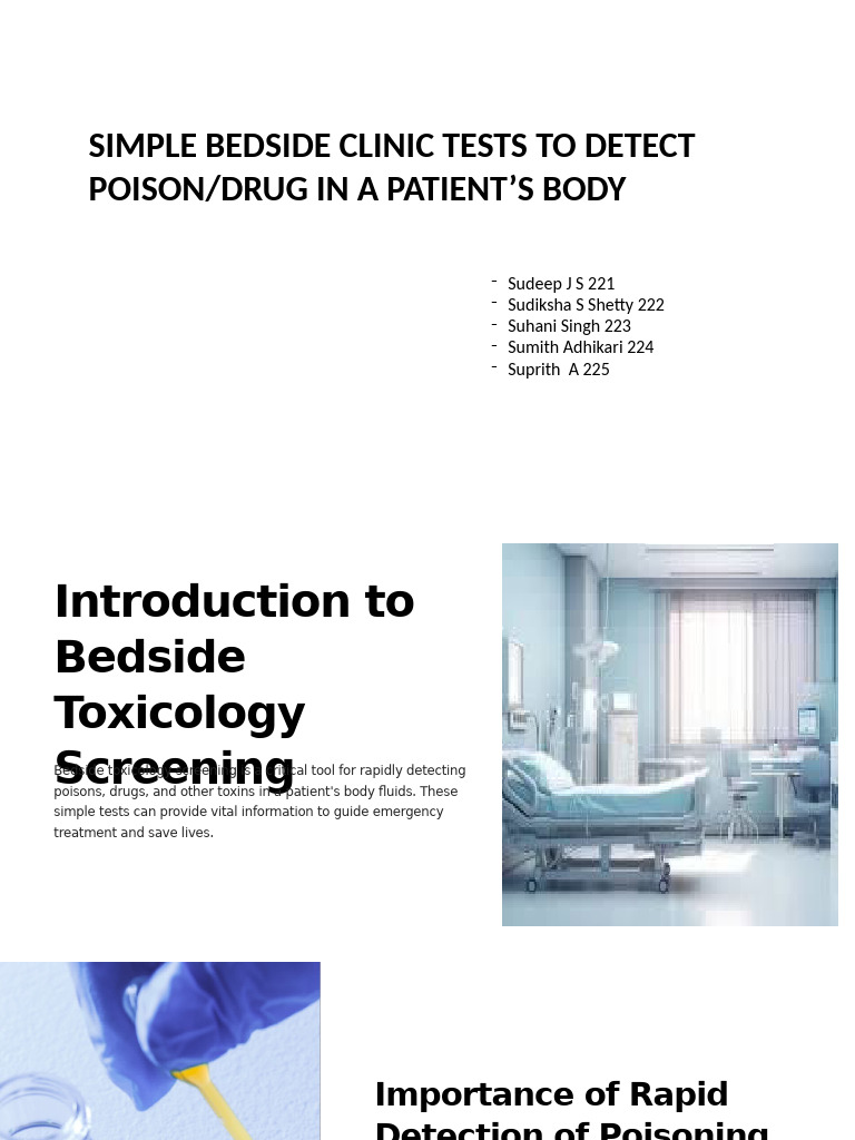 Simple Bedside Clinic Tests To Detect Poison or Drug in A Patient Body ...