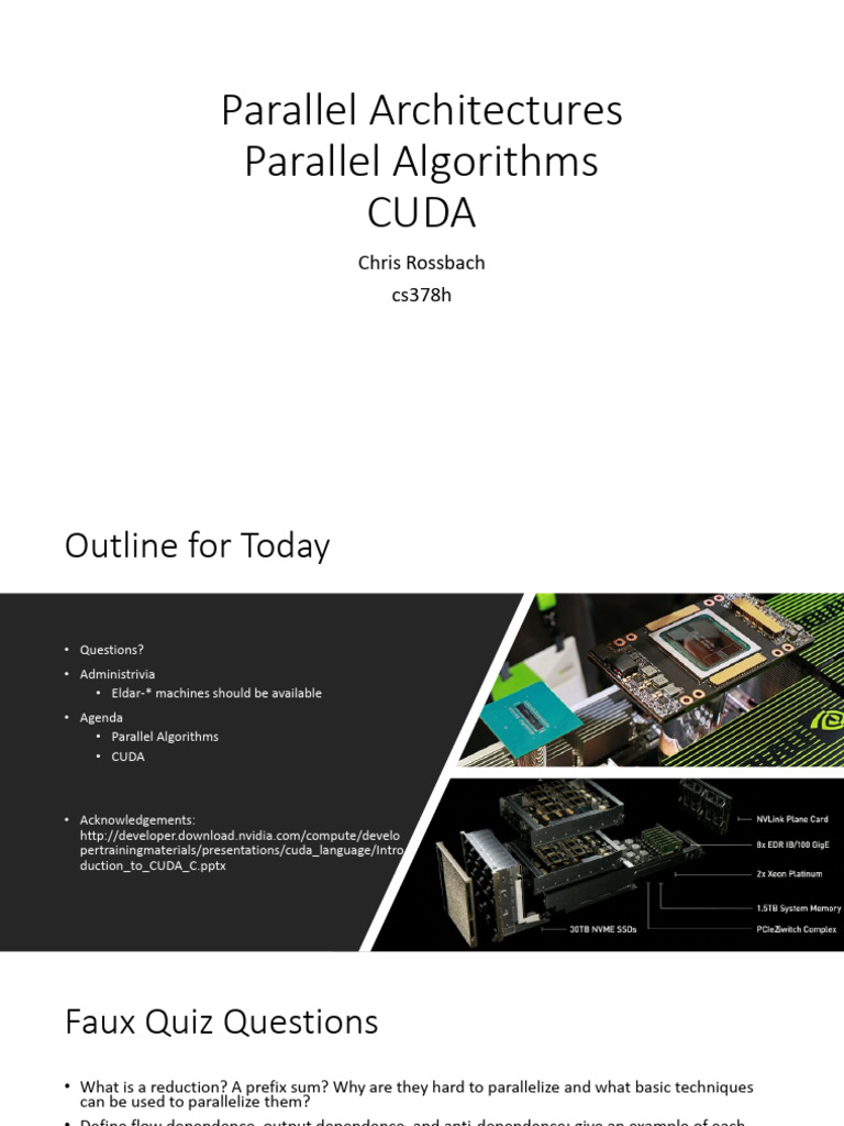14 Parallel Algorithms CUDA Basics s20 | PDF | Shader | Pointer (Computer Programming)