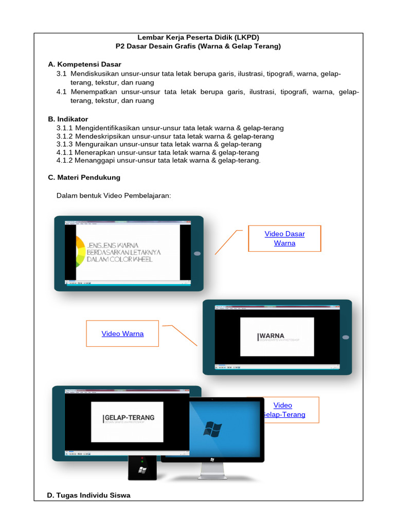 2b. LKPD ISI P2 3 - 4 - 1 Dasar Desain Grafis (Warna & Gelap Terang) | PDF
