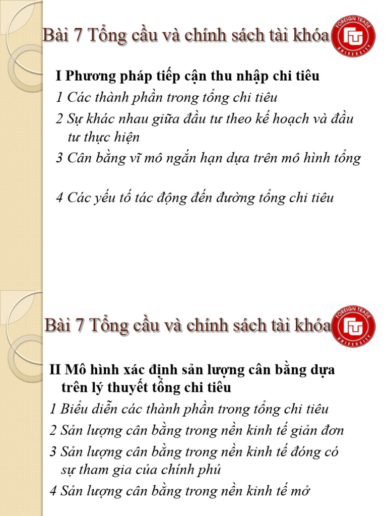 (KTVM) Kinh Te Vi Mo 1 - Pham Xuan Truong - 7 Slide Tong Cau Va Chinh Sach Tai Khoa ...