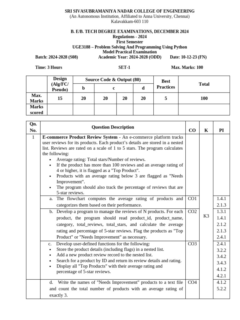 Model Exam Qp Python S08 Pdf Computer Science Computer Programming