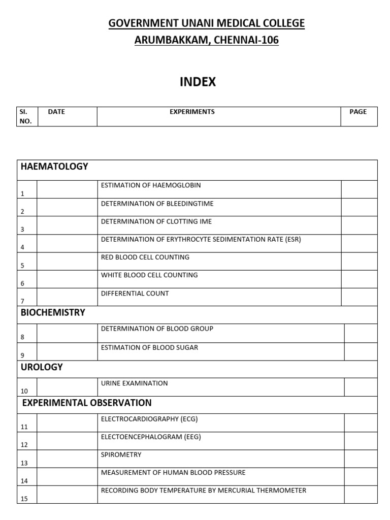 Physiology Index | PDF