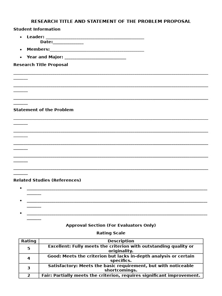 Research Title and Statement of The Problem Submission Form | PDF