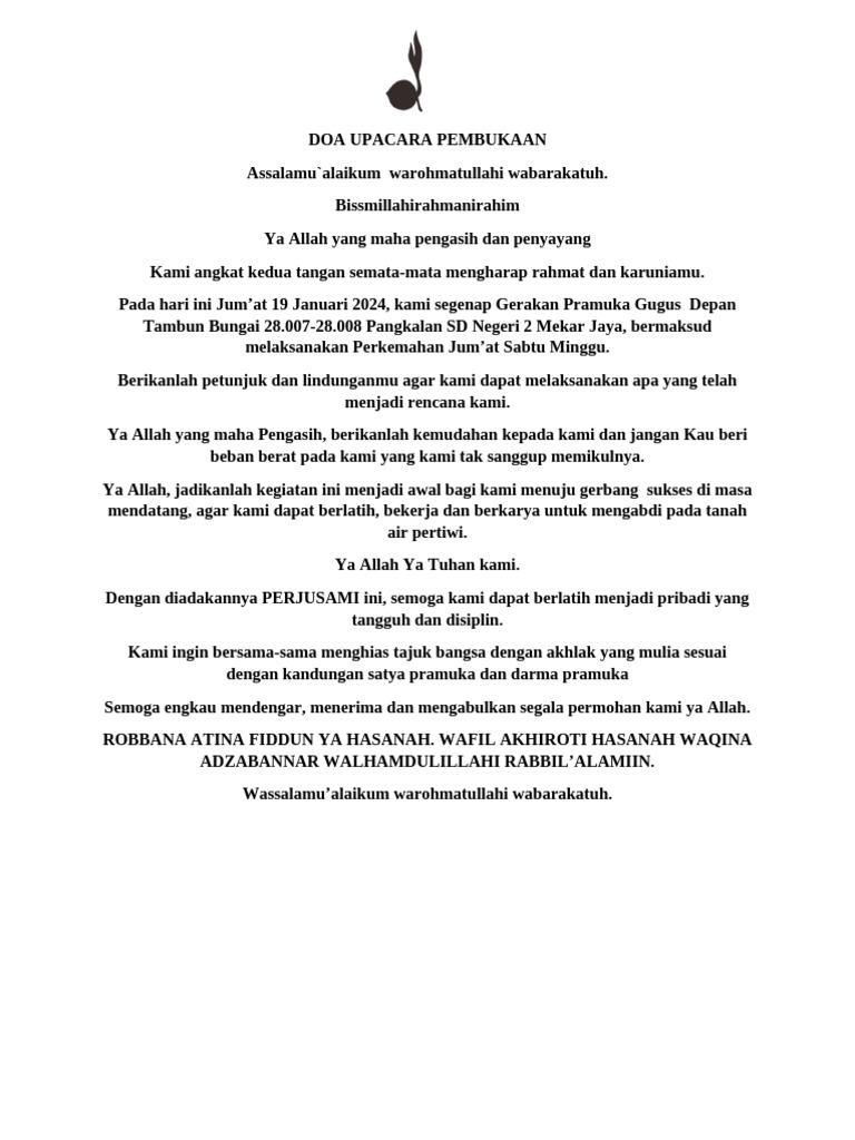 Doa Upacara Pembukaan | PDF