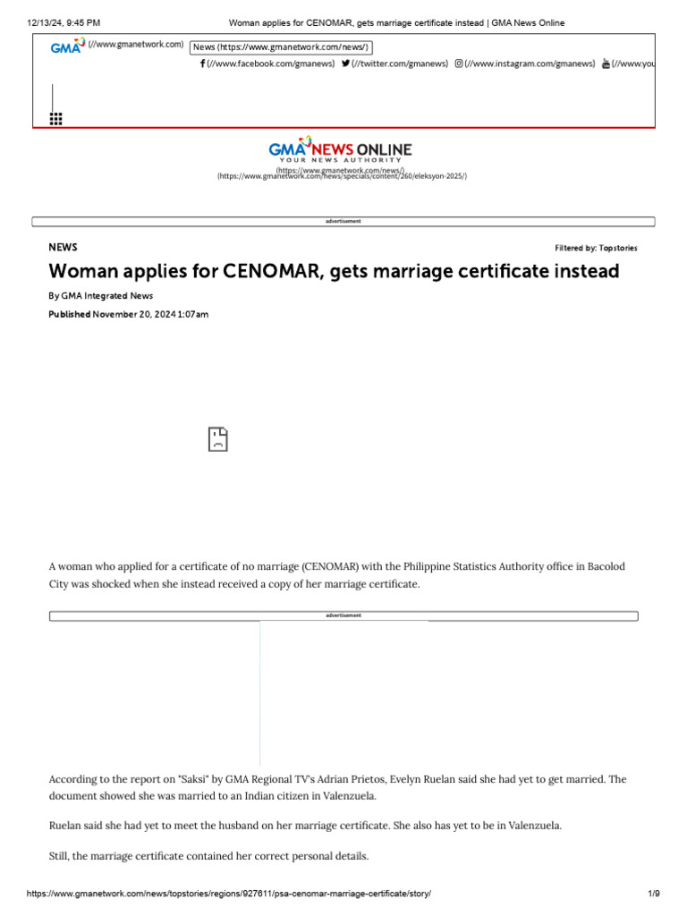 Woman applies for CENOMAR, gets marriage certificate instead | PDF ...