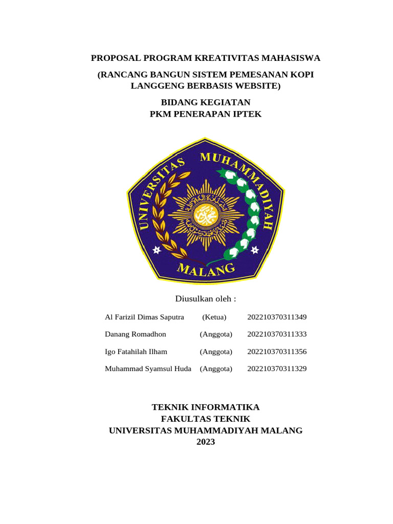 Proposal Program Kreativitas Mahasiswa | PDF