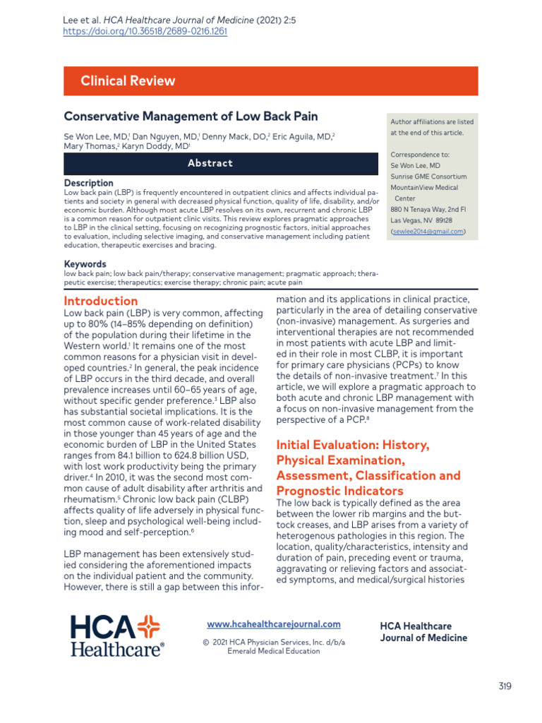 Low Back Pain Management | PDF | Low Back Pain | Neurology