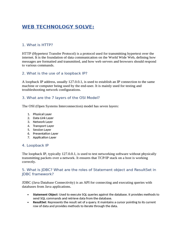 WEB TECHNOLOGY SOLVE | PDF | World Wide Web | Internet & Web