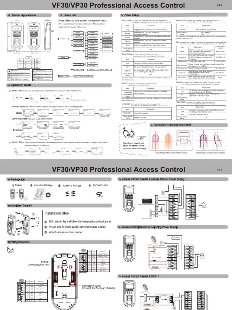 VF30 Operation Guide_V1.3 | PDF | Ip Address | Access Control