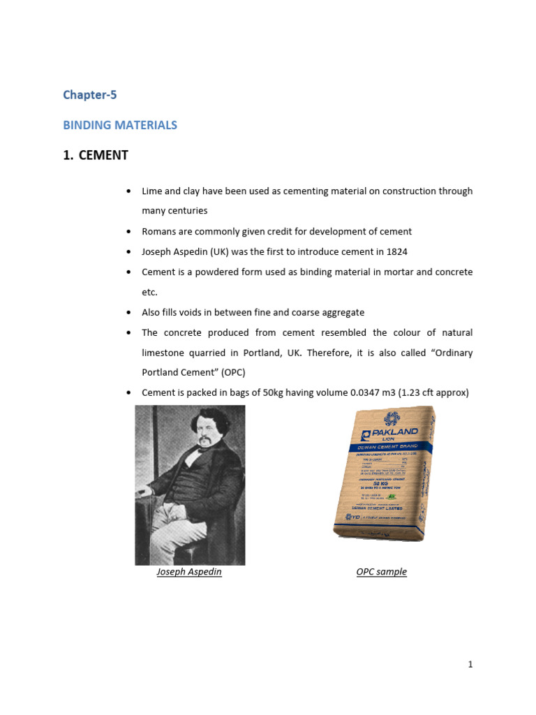 Engineering Materials Chapter5 - Binding Materials | PDF | Lime (Material) | Cement