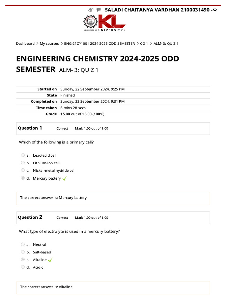 ALM - 3 - QUIZ 1 - Attempt Review | PDF | Lithium Ion Battery | Electrode