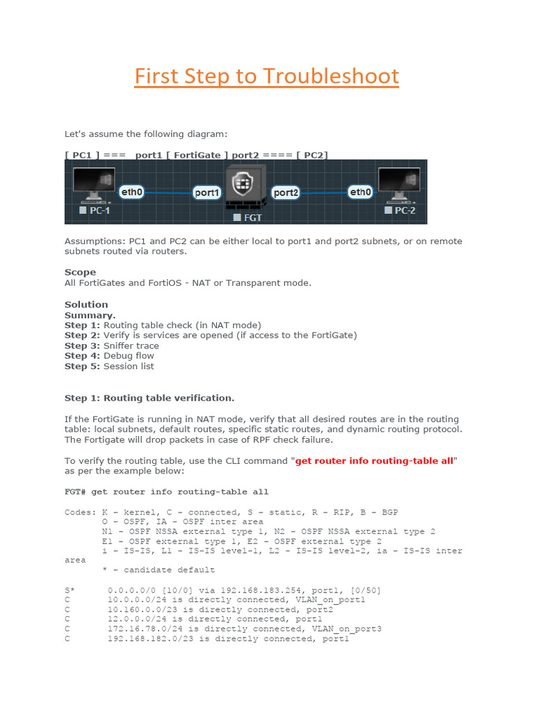 First Step to Troubleshoot (1) | PDF | Port (Computer Networking) | Routing