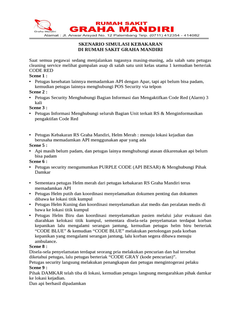 Skenario Code Red, Code Blue, Code Gray | PDF