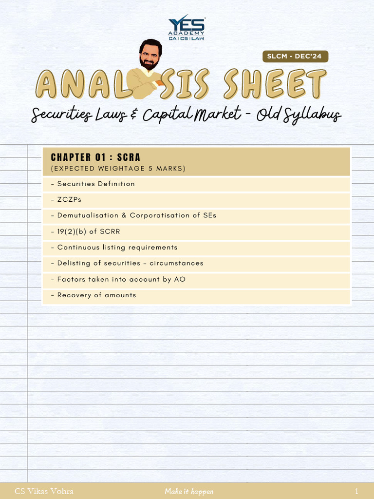 SLCM Analysis Sheet Dec 24 OLD SYLLABUS CS Vikas Vohra, YES Academy | PDF | Stocks | Securities ...