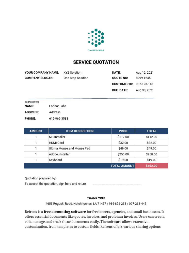 Salinan Dari Service Quote Template Word | PDF