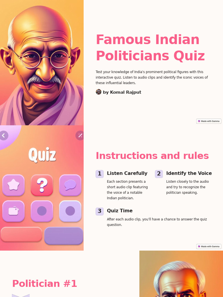Famous Indian Politicians Quiz | PDF