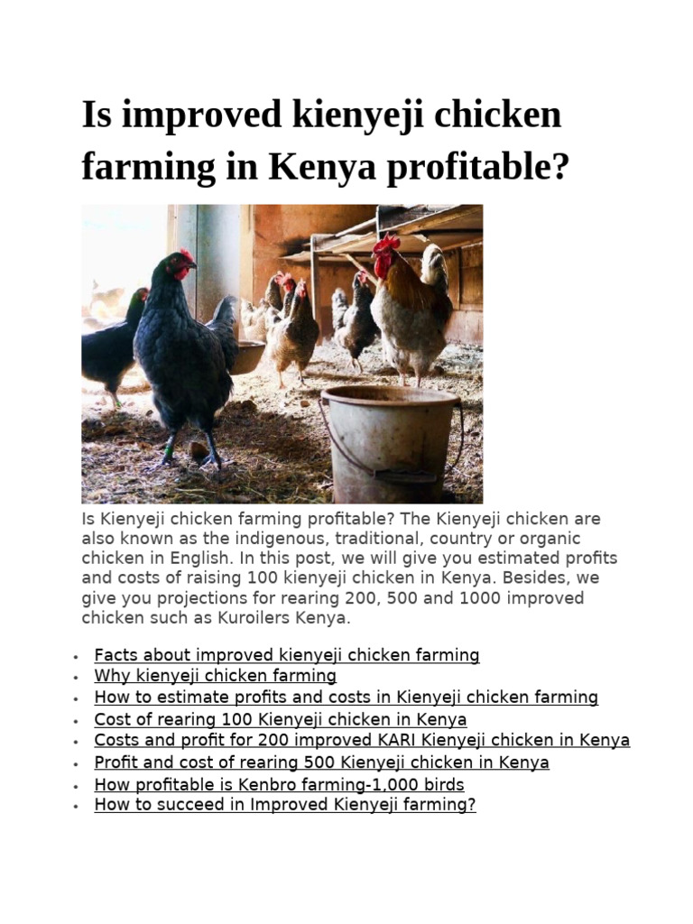 Is Improved Kienyeji Chicken Farming in Kenya Profitable | PDF ...