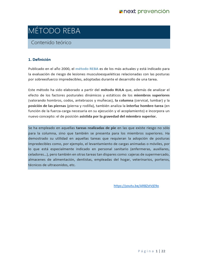 Evaluación de Riesgo Musculoesquelético con REBA | PDF | Factores ...