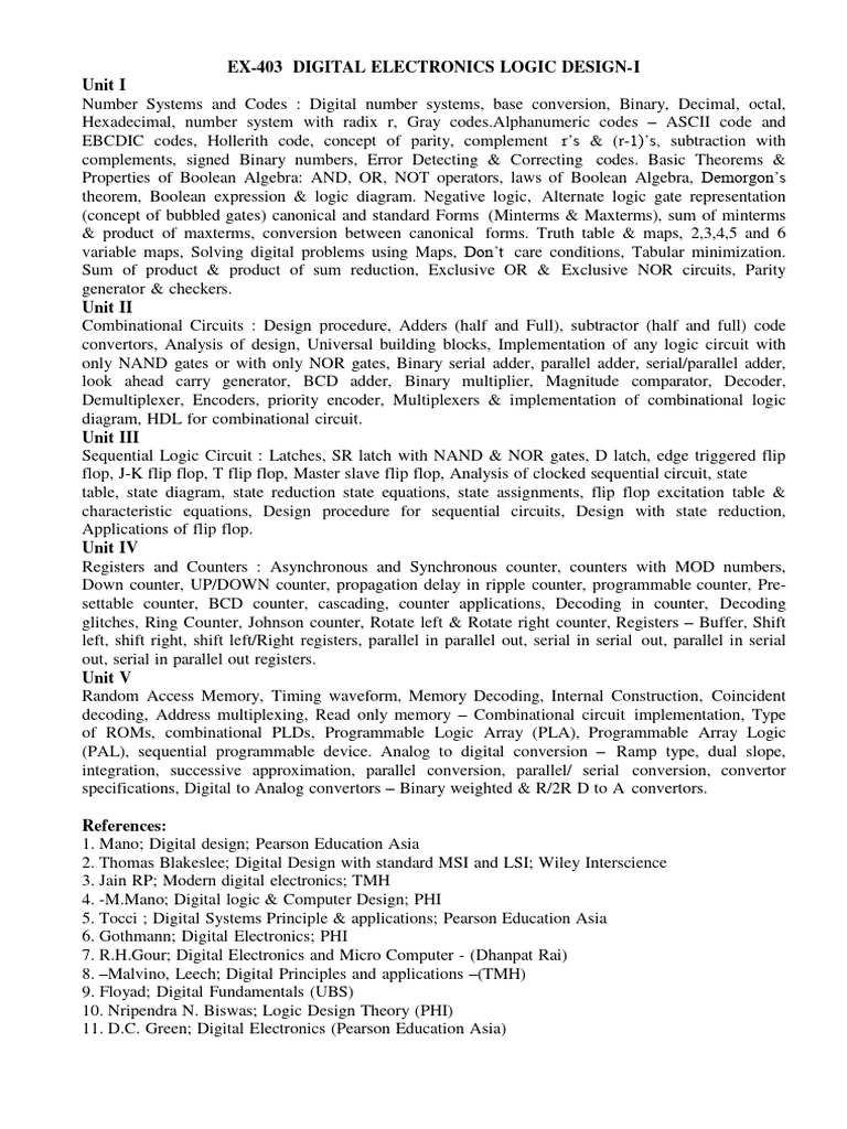 RGPV Syllabus Grading Ee 403 Digital Electronics Logic Design 1 | PDF ...
