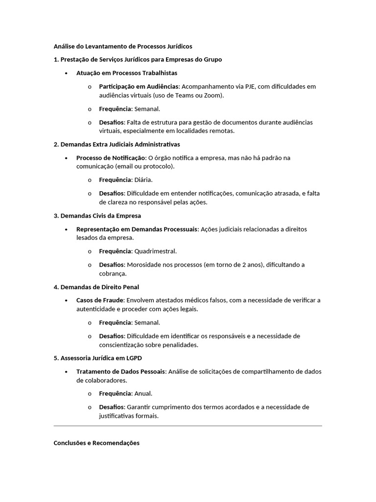 Análise de Processos Jurídicos e Desafios | PDF