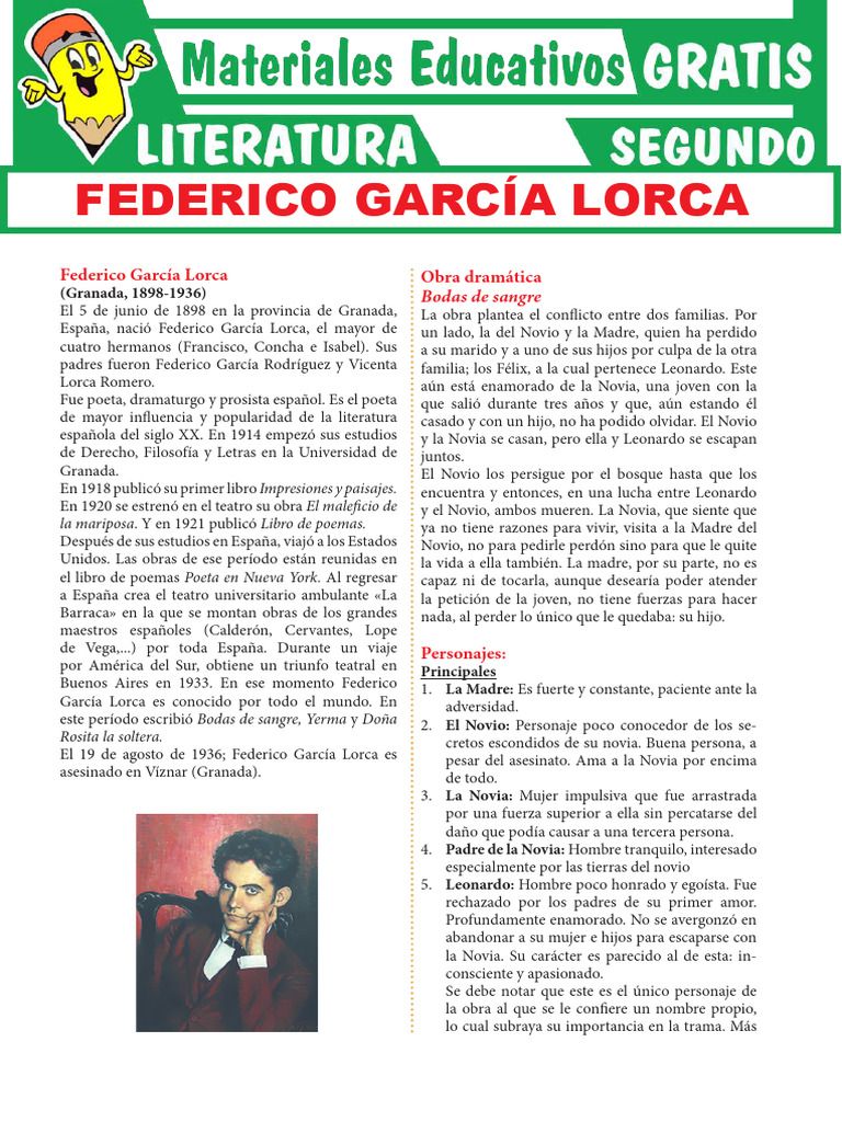 Federico García Lorca para Segundo Grado de Secundaria | PDF | Federico ...