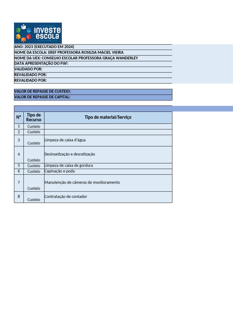 PLANO DE APLICACAO FINANCEIRA PAF 2024 Versao Final2 | PDF | Impressora (informática)