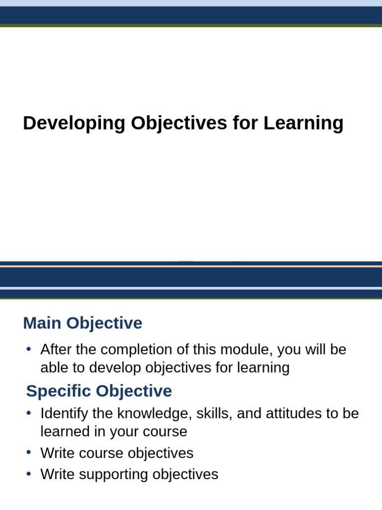 Module 2. Developing Objectives 1 | PDF | Learning | Attitude (Psychology)