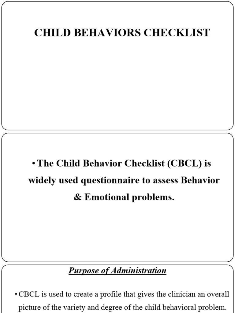 CBCL final | PDF | Validity (Statistics) | Behavioural Sciences
