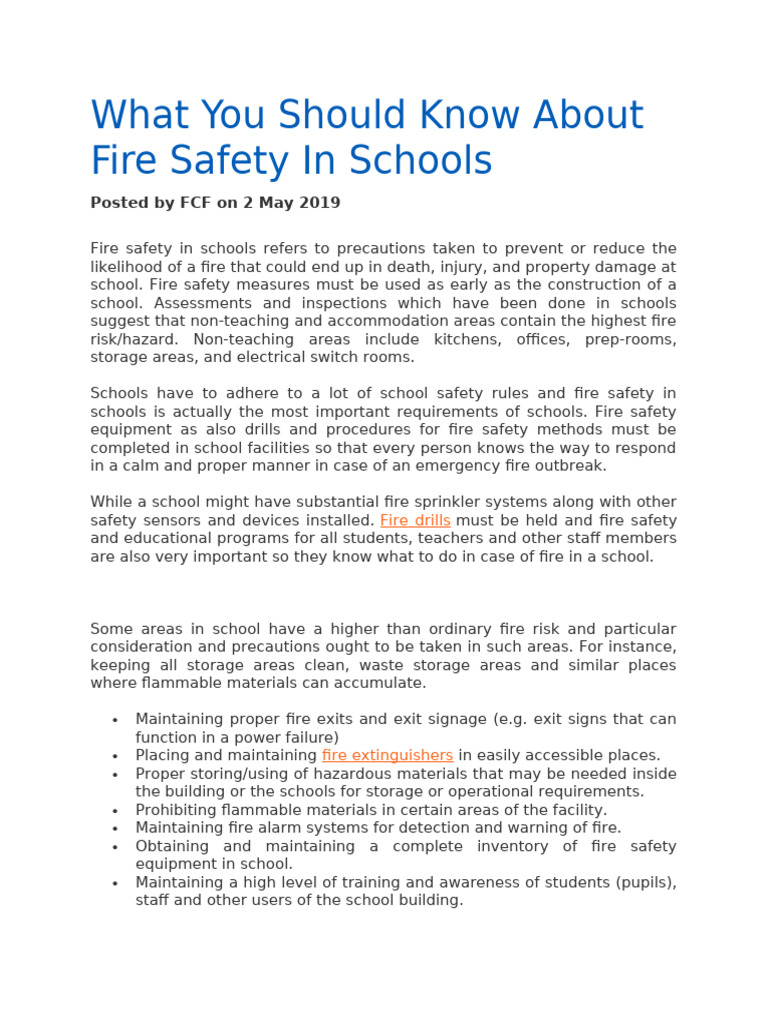 What You Should Know About Fire Safety in Schools | PDF | Fire Safety ...