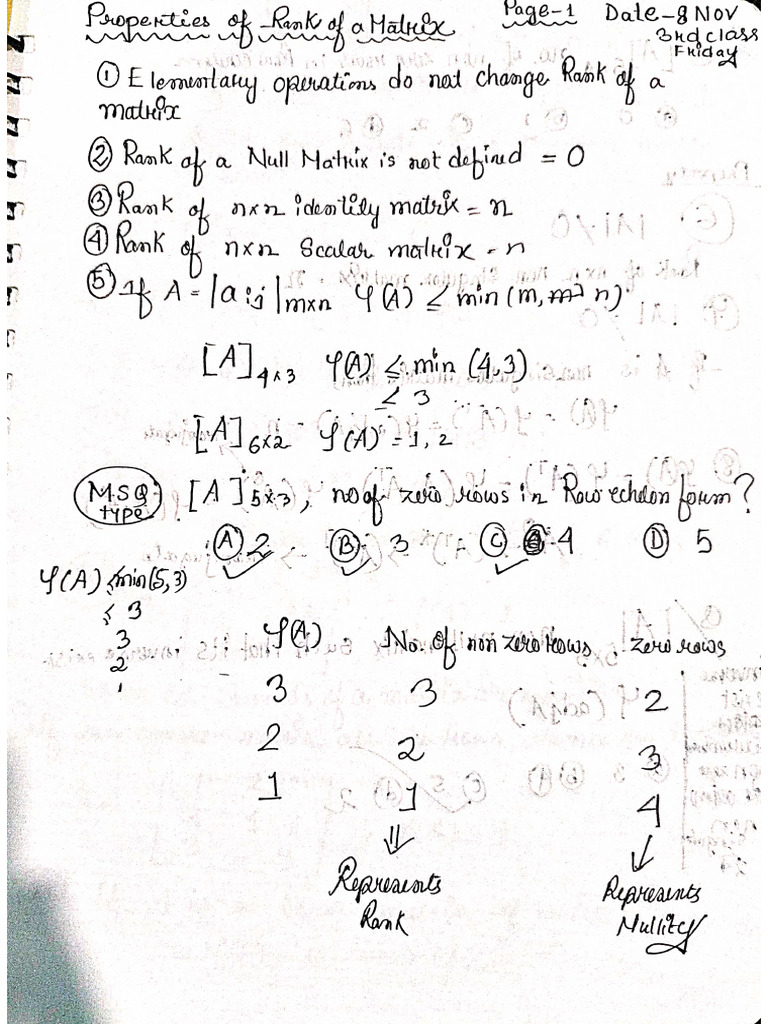 Properties of rank of a matrix or eigenvalue and eigenvectors | PDF