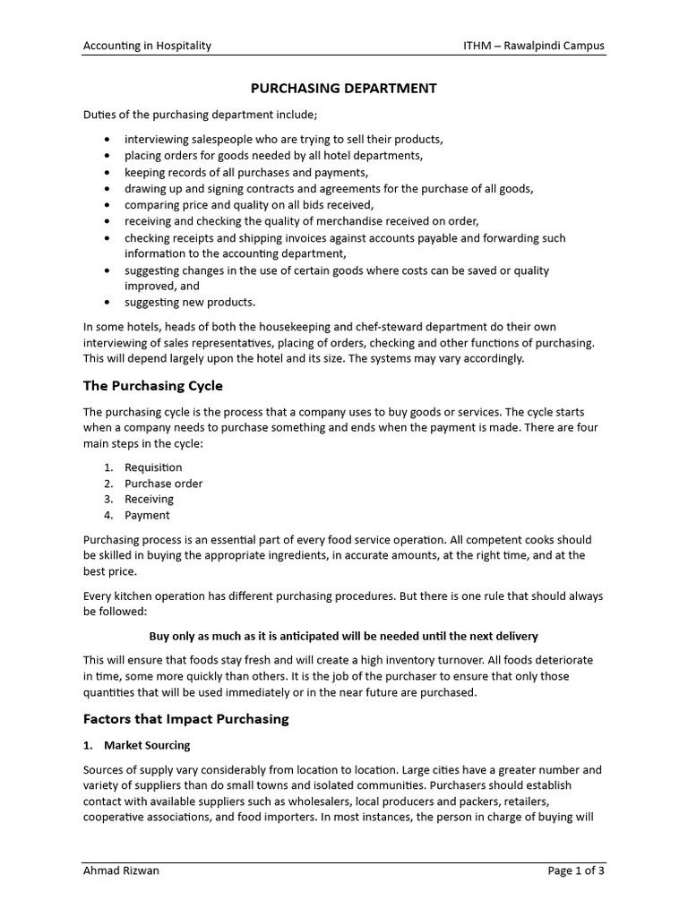4. Purchasing Department | PDF | Prices | Business