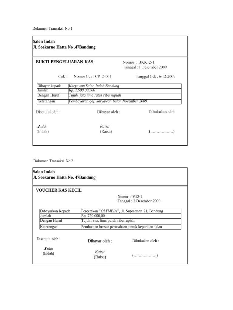 Contoh Dokumen Transaksi | PDF