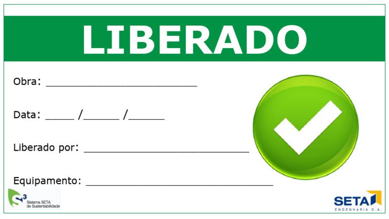 Adesivo Equipamento Liberado | PDF