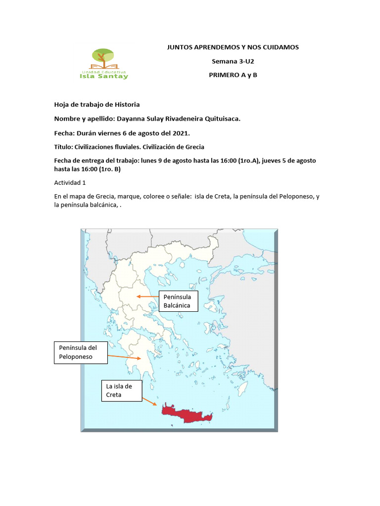 Historia - Primero-Hoja de Trabajo - Semana 3U2. - Rivadeneira Dayanna. - 1BGU.-A | PDF ...