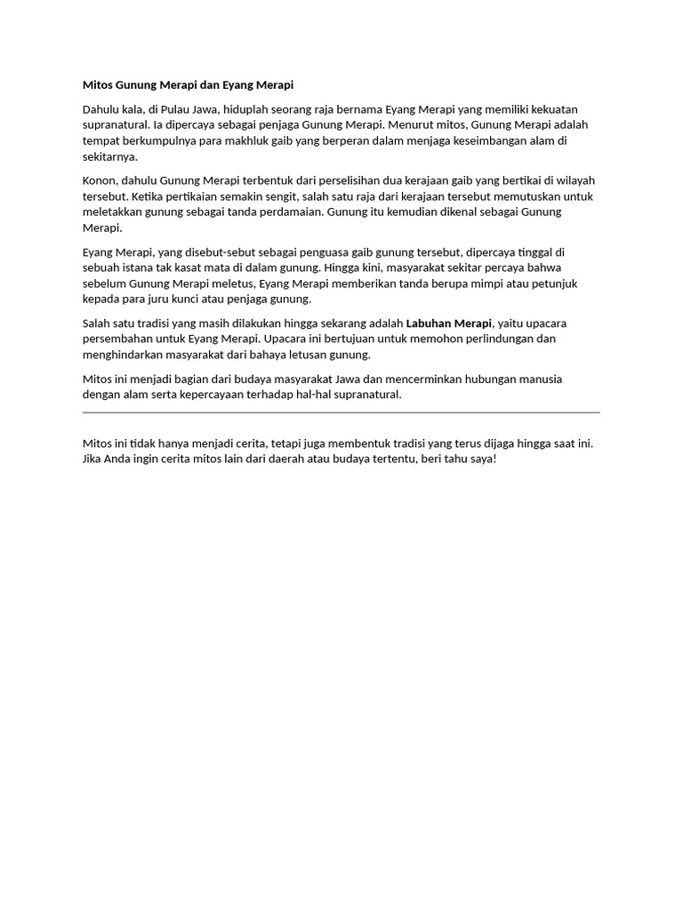 Mitos Gunung Merapi Dan Eyang Merapi | PDF