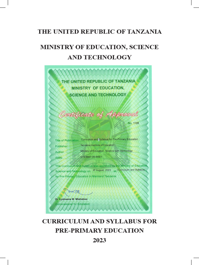 Pre-Primary Education Curriculum 2023 | PDF | Curriculum | Teachers