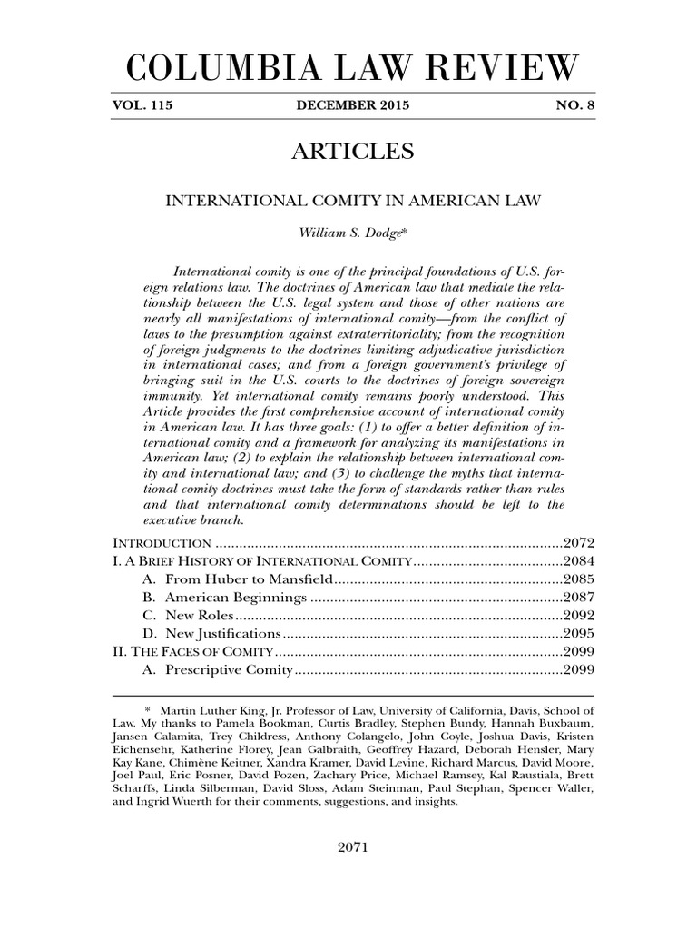 SSRN 2558175 | PDF | Comity | Law Of The United States