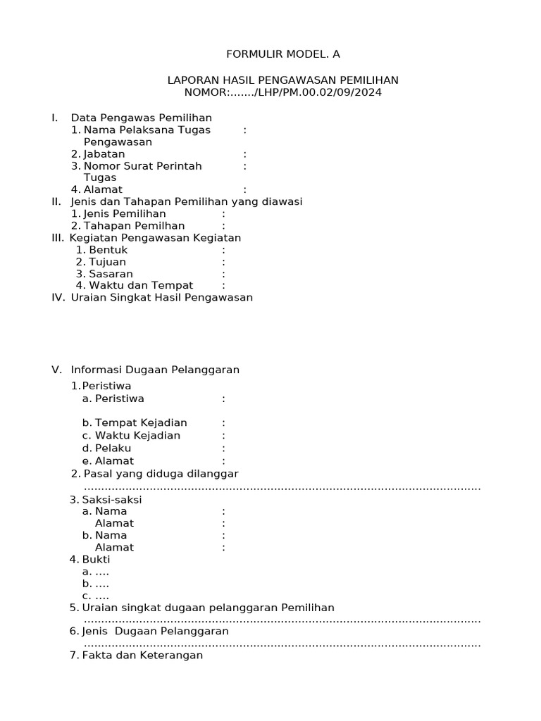 Format Form A | PDF